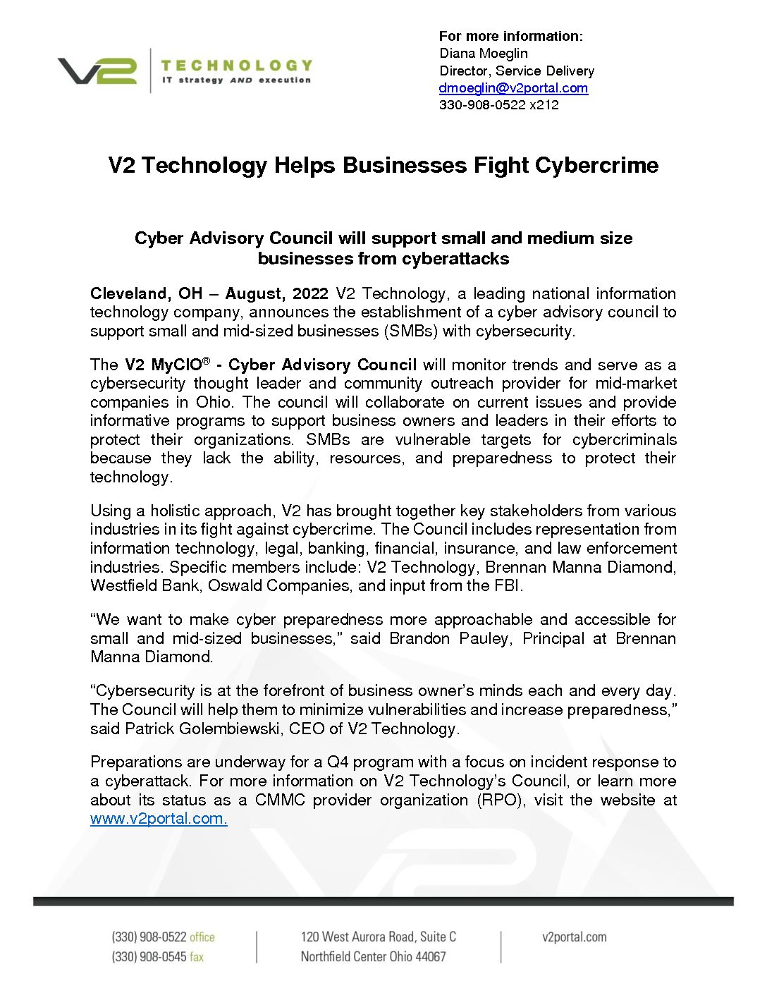 V2 Launches Cyber Advisory Council - V2 Technology